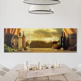 Bilderwelten Leinwandbild - Panorama Wein mit Ausblick