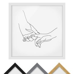 Bilderwelten Bild mit Rahmen - Quadrat Z&auml;rtliche H&auml;nde Line Art