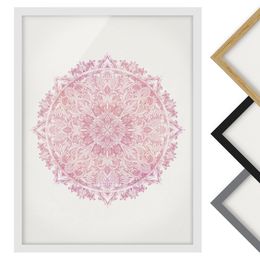 Bilderwelten Bild mit Rahmen originell rosa modern Aquarell - Mandala Aquarell Rose Ornament rosa - Ornamente Wohnzimmer Schlafzimmer