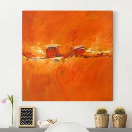 Bilderwelten Leinwandbild originell Abstrakt Kunstdruck Leinwanddruck - Petra Sch&uuml;&szlig;ler - Komposition in Orange - Wandbild XXL Wohnzimmer Schlafzimmer