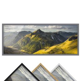 Bilderwelten Bild mit Rahmen - Panorama Berge und Tal der Lechtaler Alpen in Tirol