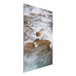 Bilderwelten Alu Dibond Outdoor Bild Spirituell bunt Motiv wetterfest - Der kalte Bergbach - Deko Wohnzimmer Schlafzimmer