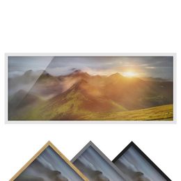 Bilderwelten Bild mit Rahmen - Panorama Storkonufell im Sonnenaufgang