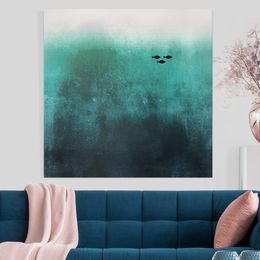 Bilderwelten Leinwandbild Tiere modern Kunstdruck petrol - Fische in der Tiefsee - Fische XXL Wohnzimmer Schlafzimmer