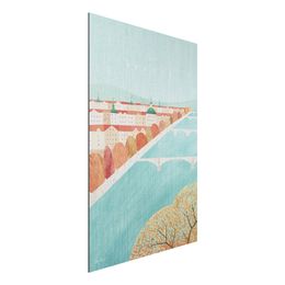 Bilderwelten Alu Dibond Outdoor Bild originell blau Illustration wetterfest - Reiseposter - Prague - Skylines Wohnzimmer Schlafzimmer