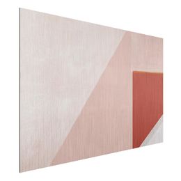 Bilderwelten Alu Dibond Outdoor Bild originell rosa Abstrakt wetterfest - Rosa Geometrie - Deko Wohnzimmer Schlafzimmer