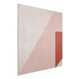 Alu Dibond Outdoor Bild - Rosa Geometrie - originell rosa Abstrakt wetterfest Deko Wohnzimmer Schlafzimmer