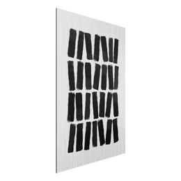 Bilderwelten Alu Dibond Outdoor Bild originell schwarz weiss modern wetterfest - Schwarze Pinselstriche - Deko Wohnzimmer Schlafzimmer