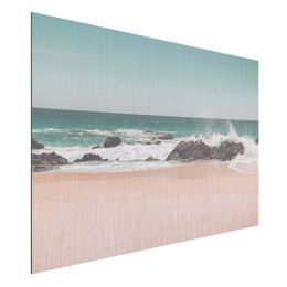 Alu Dibond Outdoor Bild - Sonniger Strand Mexico - Strand t&uuml;rkis Motiv wetterfest Karibik Wohnzimmer Schlafzimmer