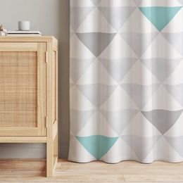 Bilderwelten Vorhang No.YK64 Dreiecke Grau Weiß Türkis - blickdichte Gardine Illustration Kinder Muster Kinderzimmer Baby Babyzimmer Mädchen Mädchenzimmer Jungen