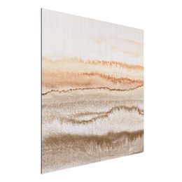 Alu Dibond Outdoor Bild - Spiel der Farben Meeresrauschen in Sepia - braun Illustration Aquarell Deko Wohnzimmer Schlafzimmer