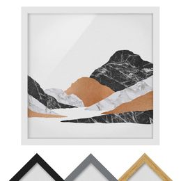 Bild mit Rahmen Landschaft in Marmor und Kupfer II