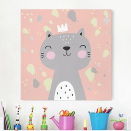 Bilderwelten Leinwandbild - Quadrat Freche Katze