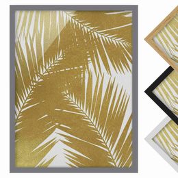 Bilderwelten Bild mit Rahmen Blick durch goldene Palmenbl&auml;tter