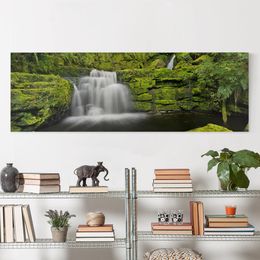 Bilderwelten Leinwandbild - Panorama Lower McLean Falls in Neuseeland