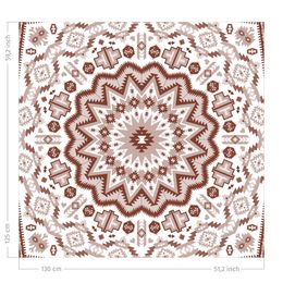 Vorhang Azteken Boho Mandala in Kastanienbraun - blickdichte Gardine Orientalisch Spirituell Wohnzimmer Schlafzimmer K&uuml;che Bad Badezimmer Braun