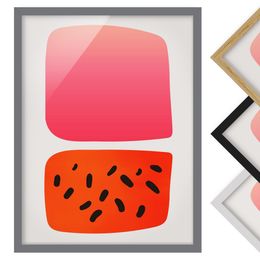Bilderwelten Bild mit Rahmen Abstrakte Formen - Melone und Rosa