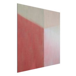 Alu Dibond Outdoor Bild - Warme Farbfl&auml;chen - originell rosa Abstrakt wetterfest Deko Wohnzimmer Schlafzimmer