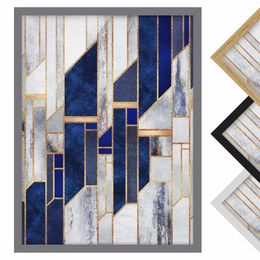 Bilderwelten Bild mit Rahmen - Hochformat Geometrische Formen mit Gold