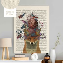 Bilderwelten Leinwandbild - Hochformat Vogelf&auml;nger - Fuchs mit Artischocke