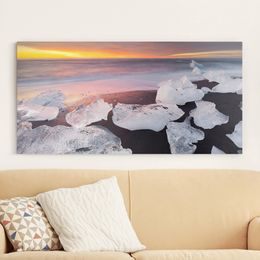 Bilderwelten Leinwandbild - Querformat Eisbrocken J&ouml;kuls&aacute;rlon Island