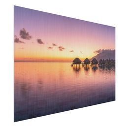 Alu Dibond Outdoor Bild - Sunset Dream - Strand orange Motiv wetterfest Sonnenuntergang Wohnzimmer Schlafzimmer