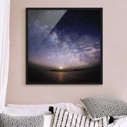 Bilderwelten Bild mit Rahmen Sonne und Sternenhimmel am Meer