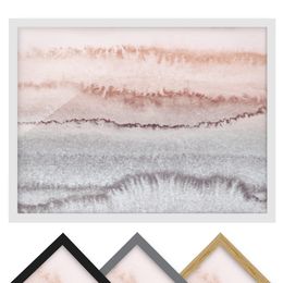 Bilderwelten Bild mit Rahmen grau Illustration Aquarell - Spiel der Farben Meeresrauschen im Nebel - Deko Wohnzimmer Schlafzimmer