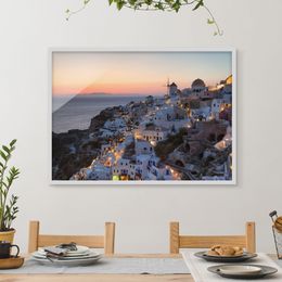 Bild mit Rahmen Santorini bei Nacht
