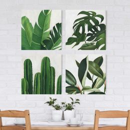 Bilderwelten 4-teiliges Leinwandbild - Quadrat Lieblingspflanzen Tropical Set I