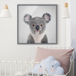 Bilderwelten Bild mit Rahmen Tiere schwarz weiss Motiv inkl. Rahmung - Baby Koala Klara - Koala Kinderzimmer Baby M&auml;dchen Jungen