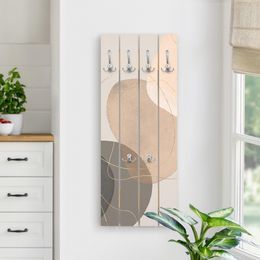 Bilderwelten Wandgarderobe einzigartig Illustration Aquarell - Verspielte Impressionen in Beige - Deko Garderobenpaneel Flur