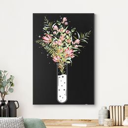 Wechselbild Blumen im Reagenzglas