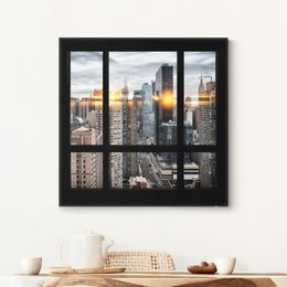 Wechselbild Fensterblick New York mit Sonnen-Reflexion
