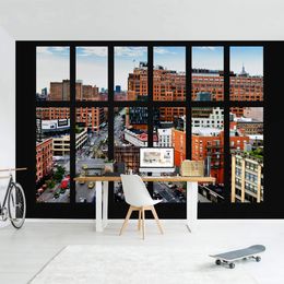 Bilderwelten Tapete - Fototapete NYC - New York Fensterblick II - Wandtapete Schlafzimmer Wohnzimmer modern - auch selbstklebend