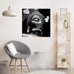 Glasbild Buddha Statue Gesicht