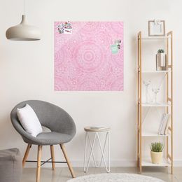 Bilderwelten Glasbild Spirituell Illustration rosa Glas Wandbild - Muster Mandala Rosa - Geometrisch Wohnzimmer Schlafzimmer