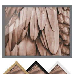 Bilderwelten Bild mit Rahmen Federn in Rosegold