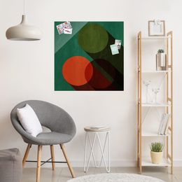 Bilderwelten Glasbild originell Abstrakt gr&uuml;n Glas Wandbild - Abstrakte Formen - Kreise in Gr&uuml;n und Rot - Deko Wohnzimmer Schlafzimmer