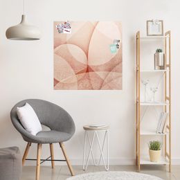 Bilderwelten Glasbild Abstrakt rosa Glas Wandbild - Abstrakte Grafik in Pfirsich - Geometrisch Wohnzimmer Schlafzimmer