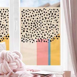Bilderwelten Fensterfolie Fensterhaftfolie Abstrakt Sichtschutz bunt - Schwarzer Schnee im Fr&uuml;hling - Geometrisch Wohnzimmer Schlafzimmer K&uuml;che
