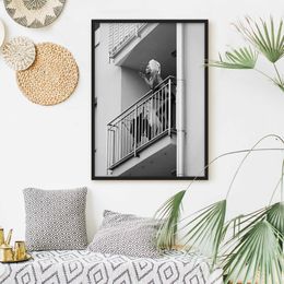 Bilderwelten Bild mit Rahmen Aussicht vom Balkon