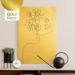 Bilderwelten Leinwandbild Line Art - Dreamy Girl Blossom