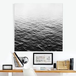 Bilderwelten Leinwandbild Strand Motiv Kunstdruck schwarz weiss - Sanfte Wellenberge - Meerblick XXL Wohnzimmer Schlafzimmer