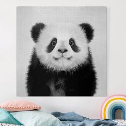 Bilderwelten Leinwandbild Tiere Motiv Kunstdruck schwarz weiss - Baby Panda Prian Schwarz Wei&szlig; - Panda XXL Kinderzimmer Baby M&auml;dchen Jungen