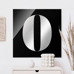 Bilderwelten Glasbild Buchstaben & Zahlen modern schwarz Glas Wandbild - Antiqua Zahl 0 - Deko Jugendzimmer