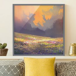 Bilderwelten Bild mit Rahmen Gemalte Anime Landschaft