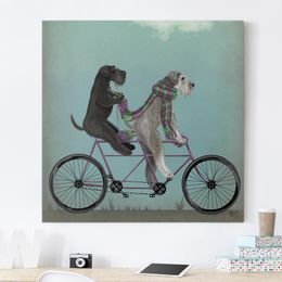 Leinwandbild Kinderzimmer Radtour - Schnauzer Tandem