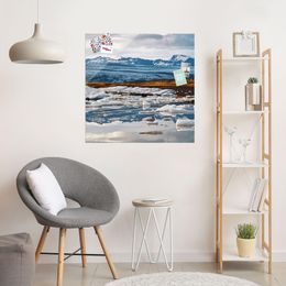 Bilderwelten Glasbild Natur Motiv blau Glas Wandbild - Gletscherlagune - Berg Wohnzimmer Schlafzimmer