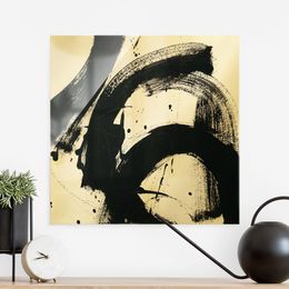 Bilderwelten Glasbild originell Abstrakt schwarz weiss Glas Wandbild - Onyx in Bewegung - Deko Wohnzimmer Schlafzimmer